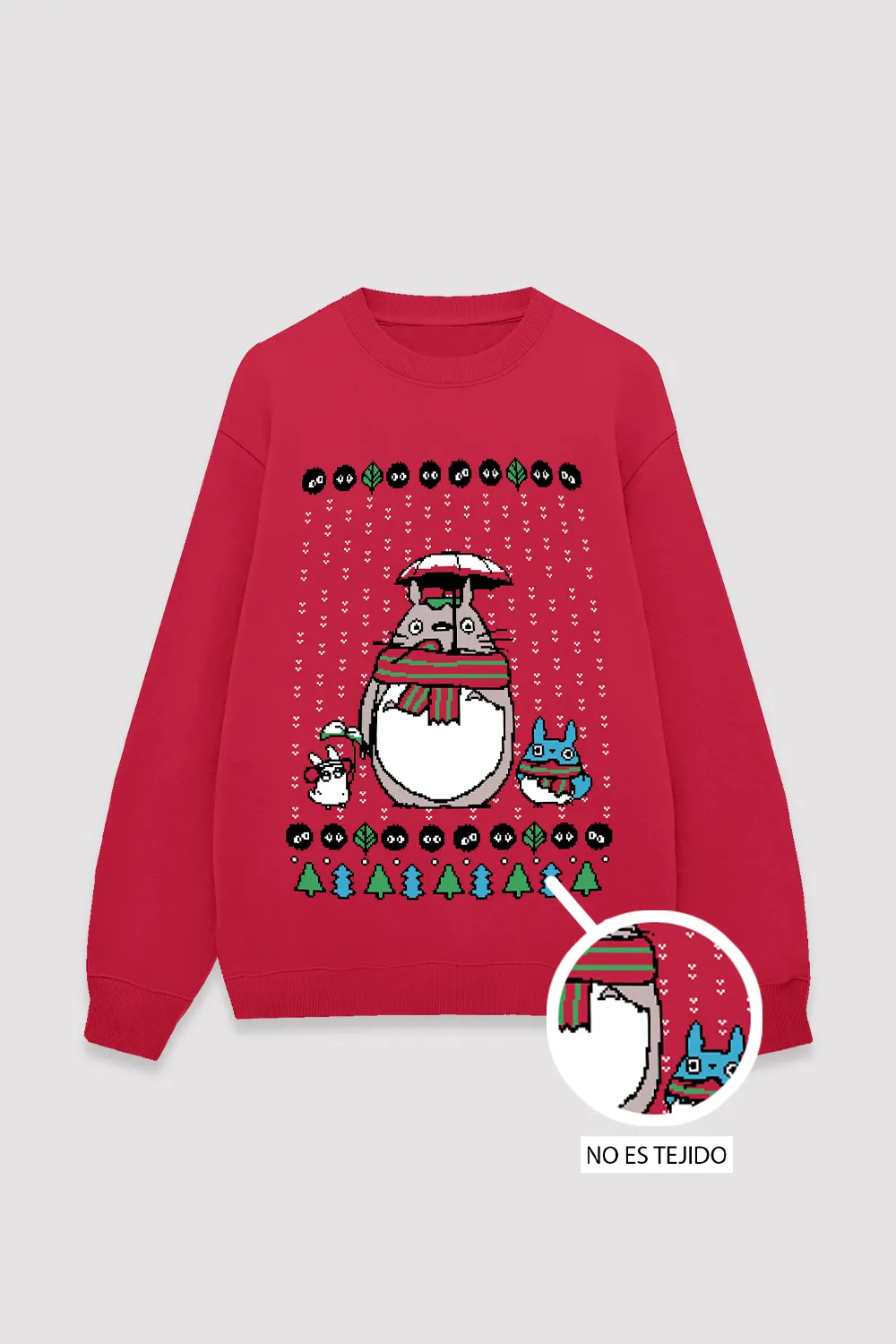 UGLY SWEATER ESTAMPADO TOTORO ROJO UNISEX | Rockgotá